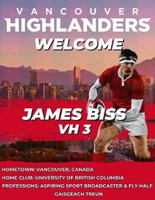James Biss Vancouver Highlander #3 - BC Rugby News