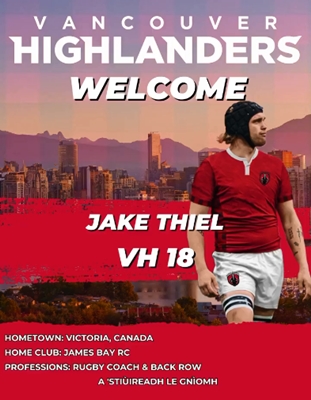 Jake Thiel Vancouver Highlander #18 - BC Rugby News